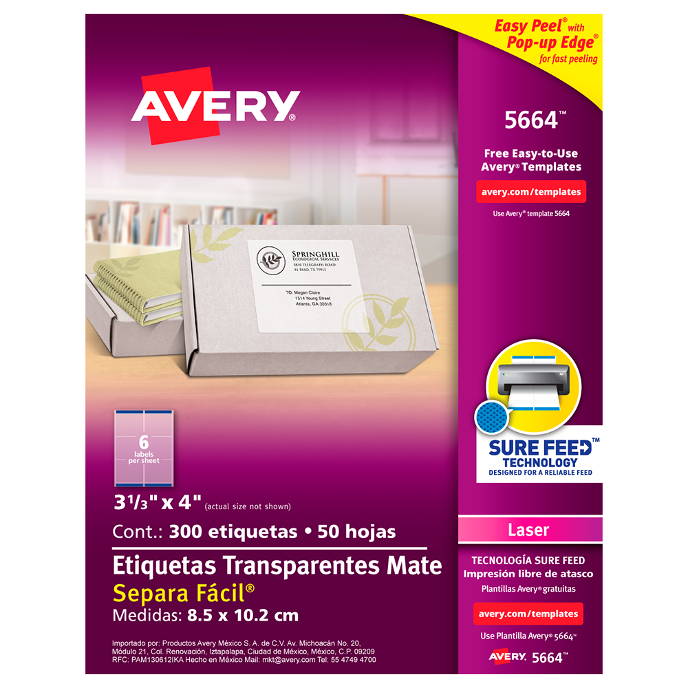 Etiqueta Avery 5664 Transparentes – Maplusa