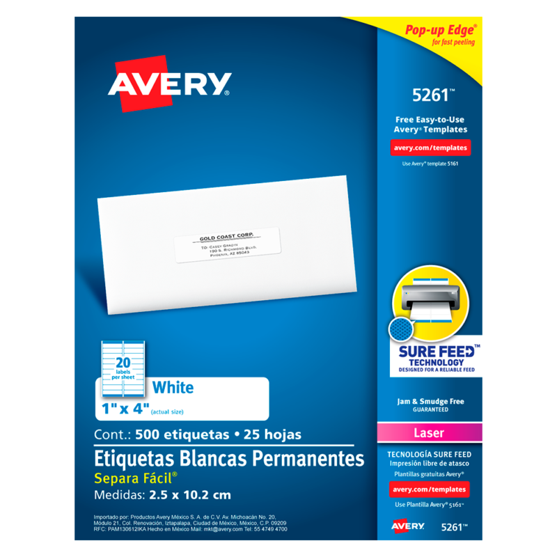 Etiqueta Avery 5261 2.5X10.2Cm C/500 – Maplusa
