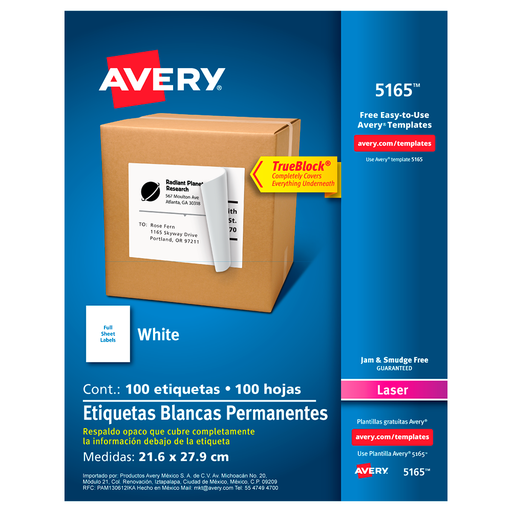 Etiqueta Avery 5165 21.6X27.9Cm Con 100 – Maplusa